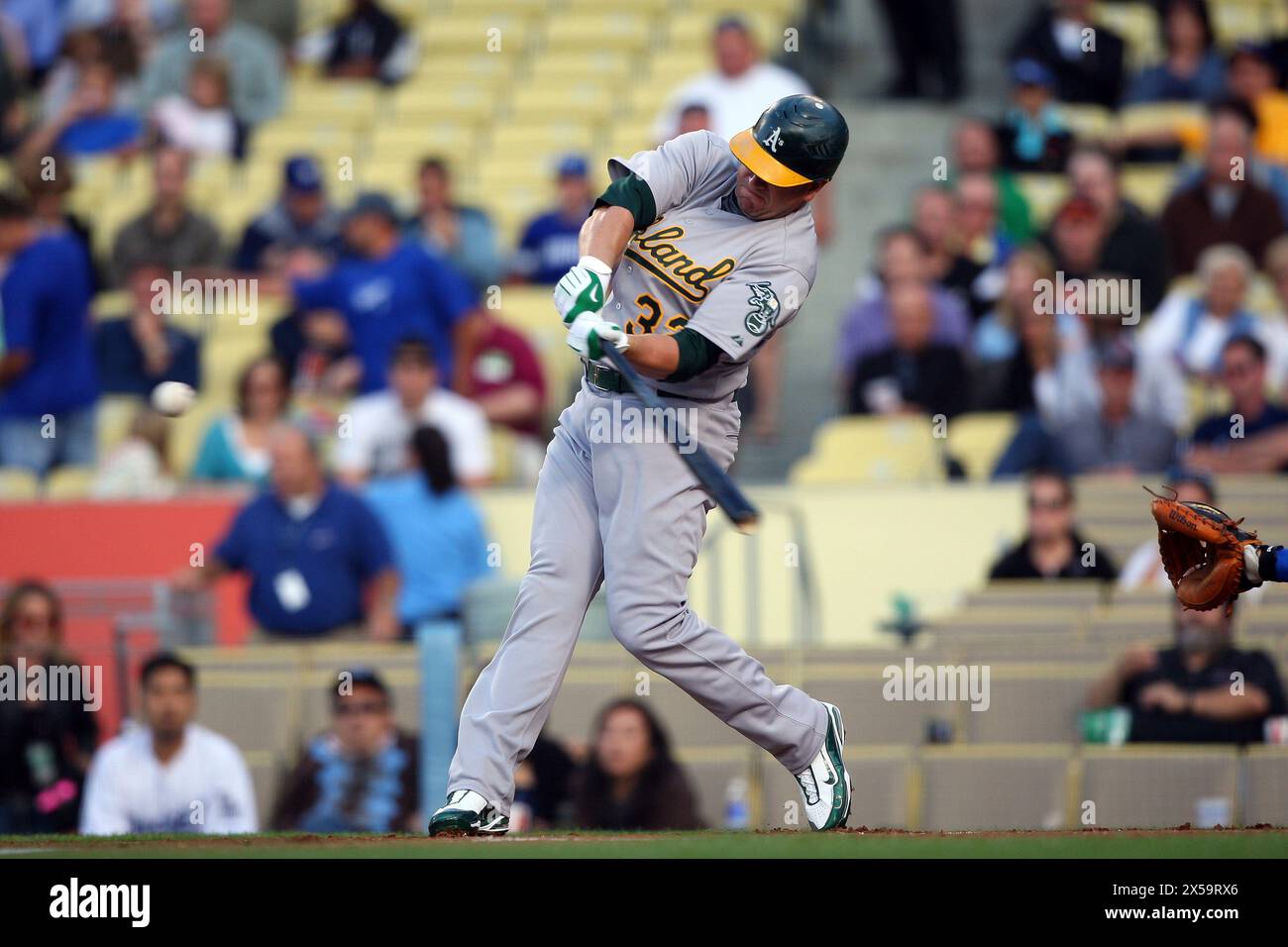 LOS ANGELES - JUNE 17: Jack Cust #32 of the Oakland Athletics strikes ...