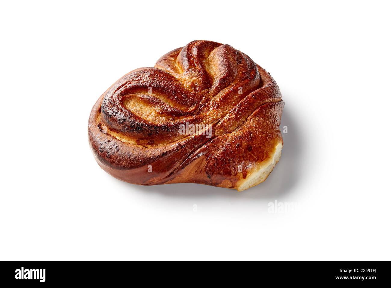 Traditional Eastern European sugar-dusted sweet bun on white Stock ...