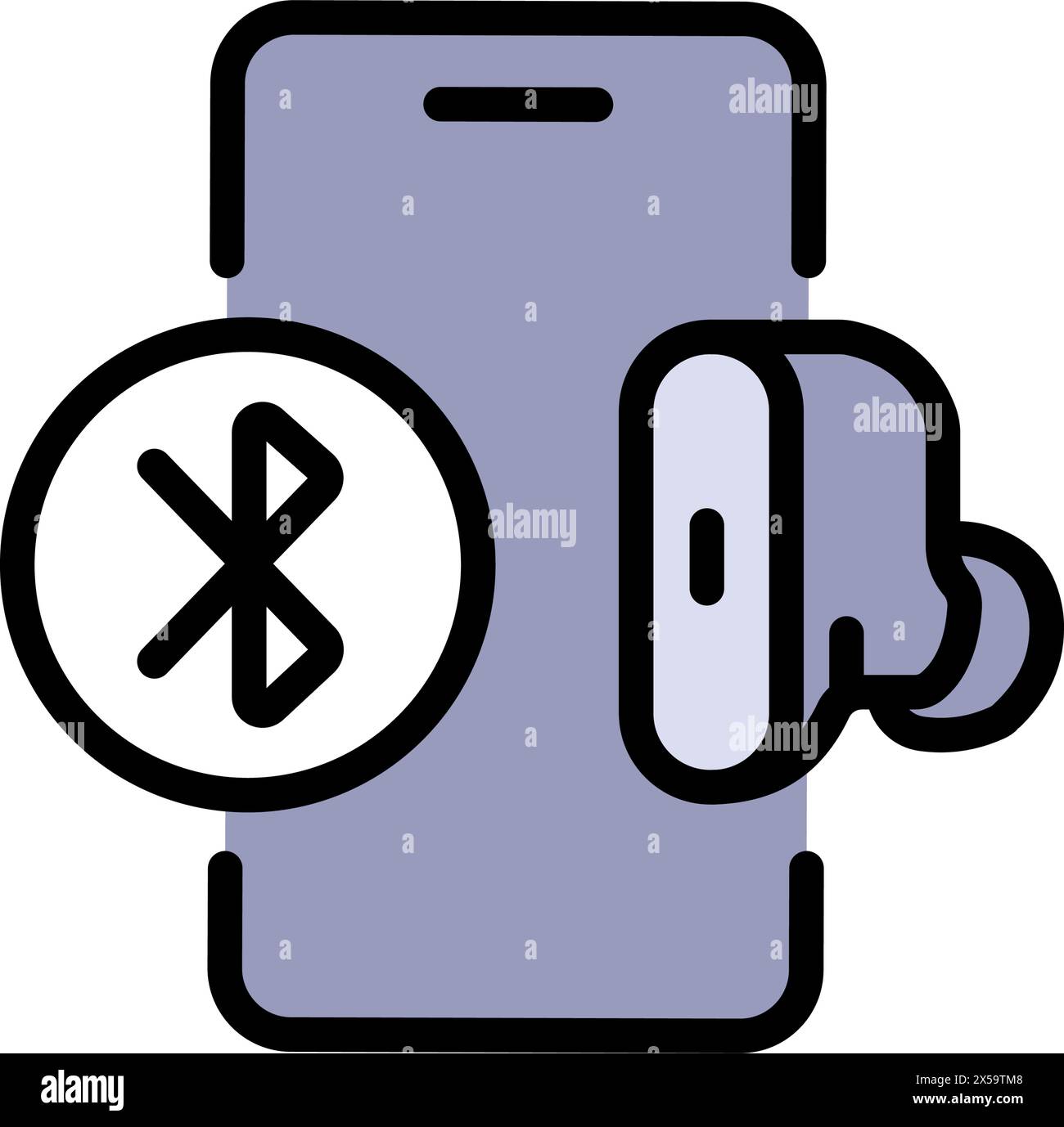 Smartphone and wireless earphones connection vector illustration ...