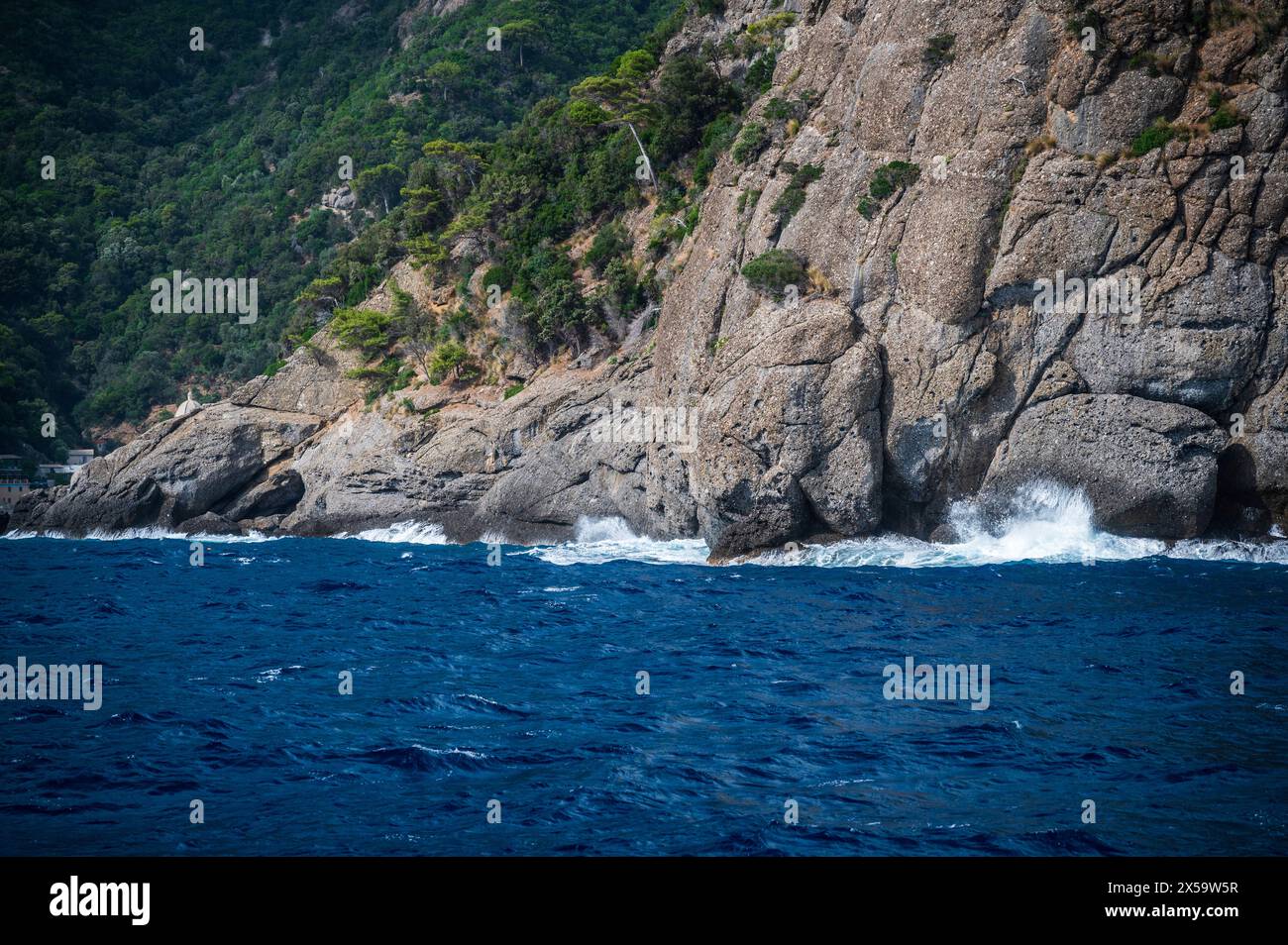 Magic of Liguria. Timeless images. Ancient abbey of San Fruttuoso, bay ...