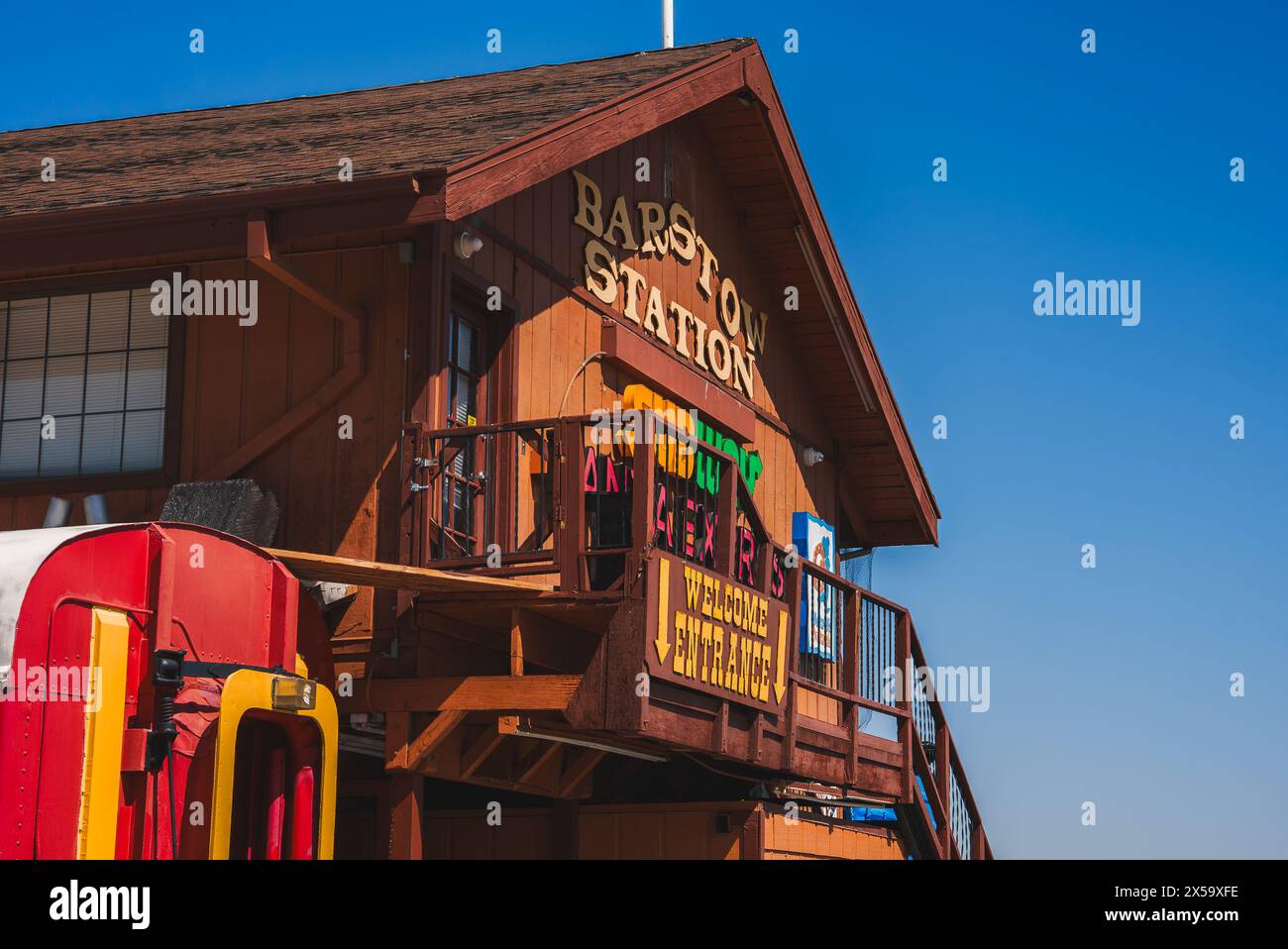Rustic American Building Barstow Station Sign, Route 66 Town, CA Stock ...