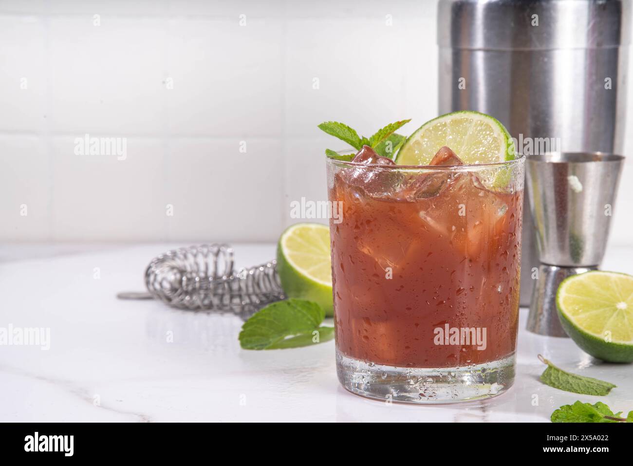 Black mole sweet margarita cocktail with black cocoa or chocolate syrup ...