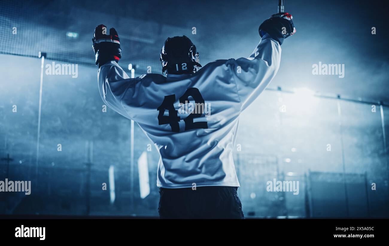 Ice Hockey Game: Professional Player Celebrating Victory on Rink ...