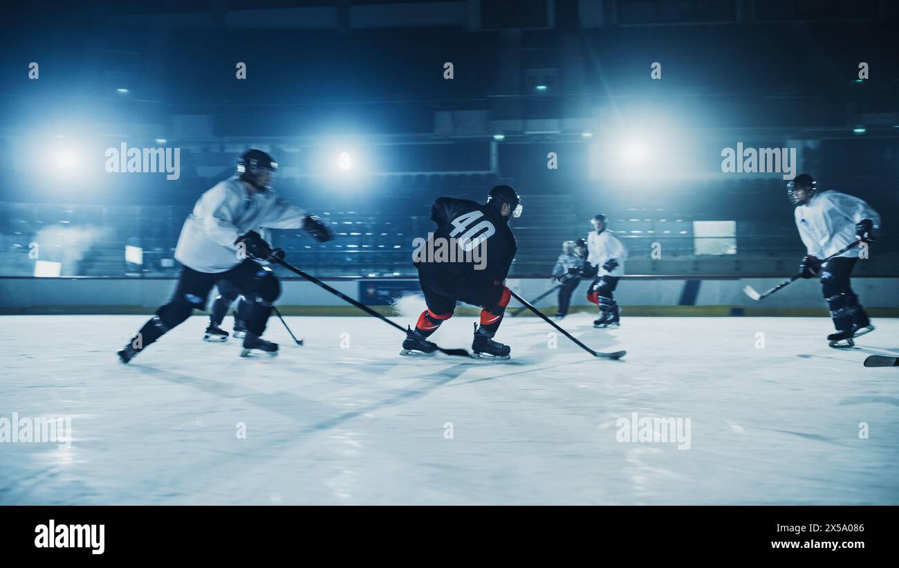 Ice Hockey Rink Arena: Professional Forward Player Attacks, Shows ...