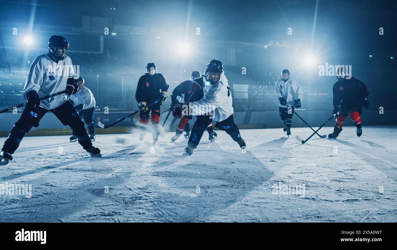 Ice Hockey Rink Arena: Successful Pass for Forward Player who Does ...