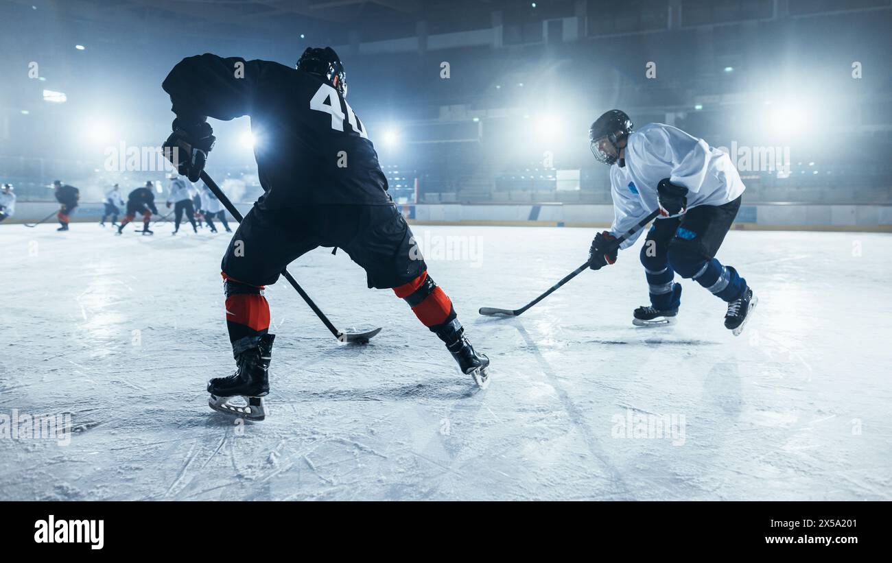 Ice Hockey Rink Arena: Young Players Training, Learning Stick and Puck ...