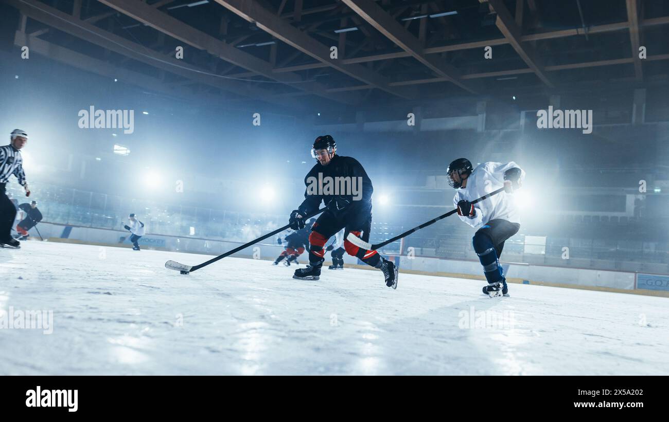 Ice Hockey Rink Arena: Professional Forward Player Attacks, Shows ...