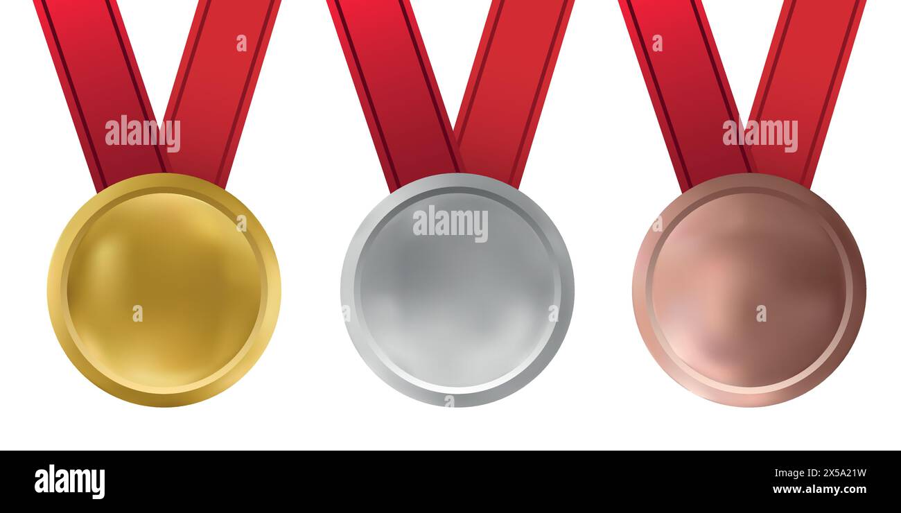 Set of Medals Vector. Golden, silver, bronze Badge. Sport Game ...