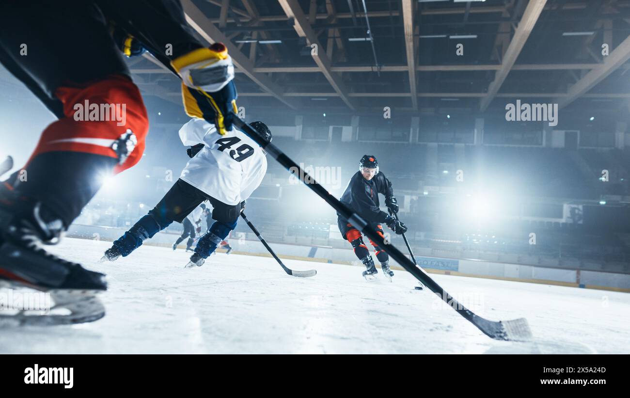 Ice Hockey Rink Arena: Professional Forward Player Attacks, Shows ...