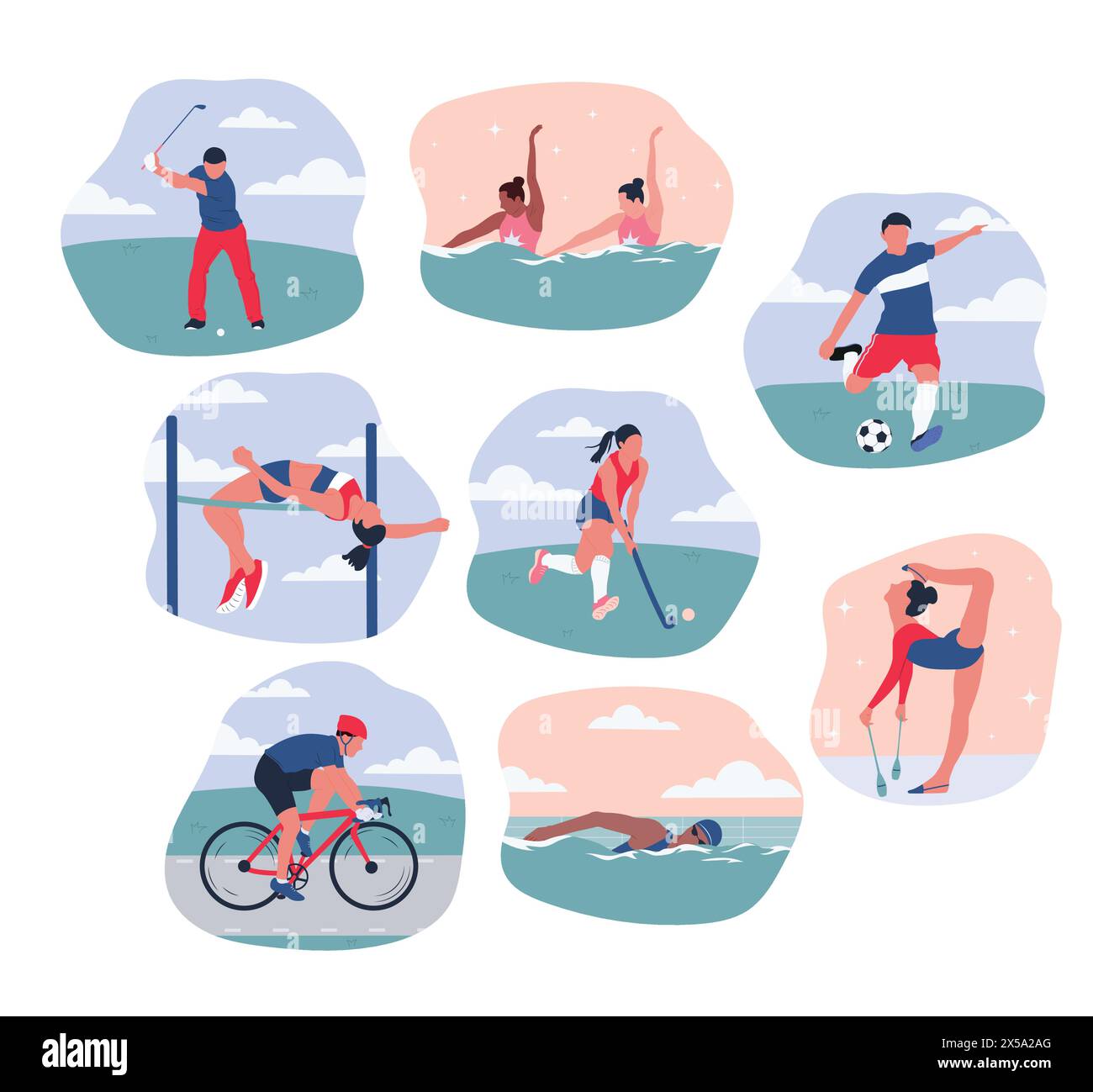 Athletes vector illustration isolated on white background. Different ...