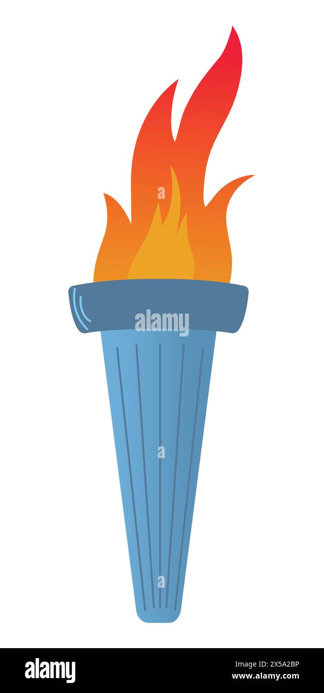 Colorful Flaming Torch, flat vector illustration isolated on white ...