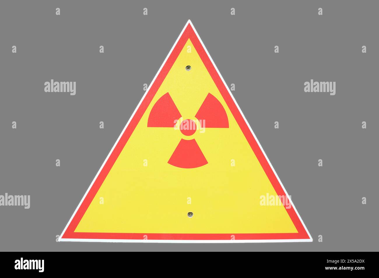 Radiation hazard sign, trees and truck on a background, metal Stock ...