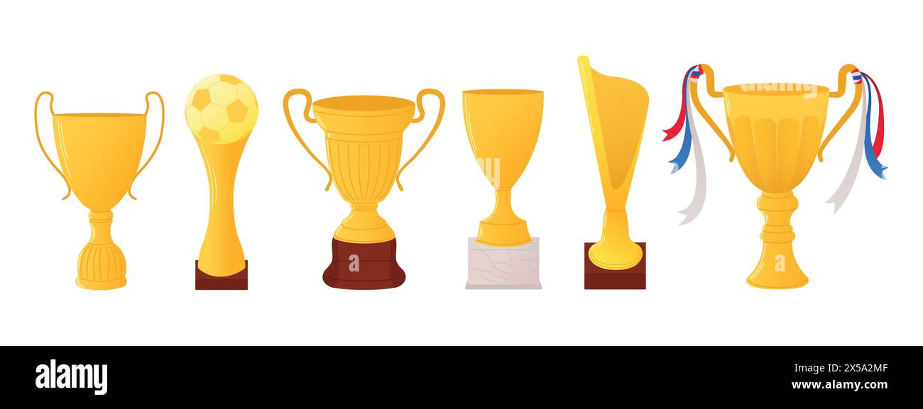 Set of winners trophy icon isolated on white background. Golden trophy ...