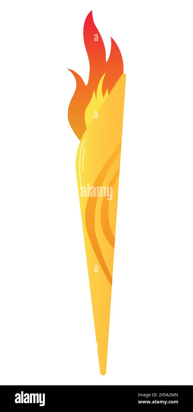 Colorful Flaming Torch, flat vector illustration isolated on white ...
