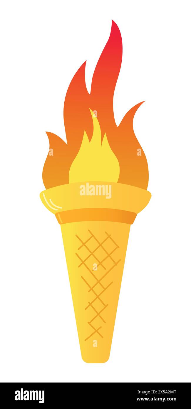 Colorful Flaming Torch, flat vector illustration isolated on white ...