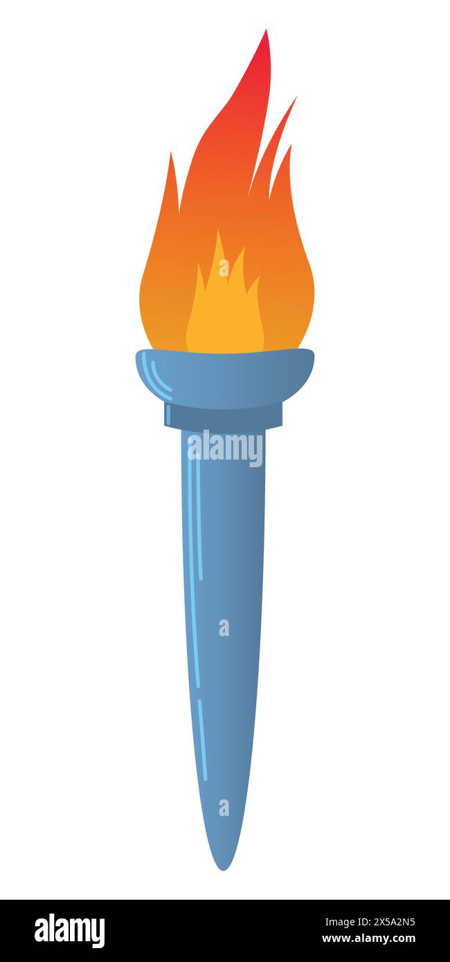 Colorful Flaming Torch, flat vector illustration isolated on white ...