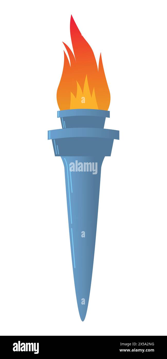 Colorful Flaming Torch, flat vector illustration isolated on white ...