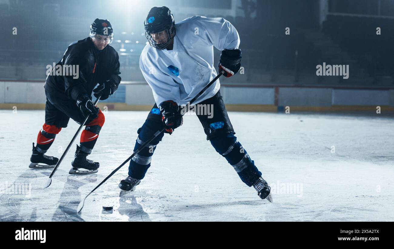 Ice Hockey Rink Arena: Professional Forward Player Attacks, Shows ...