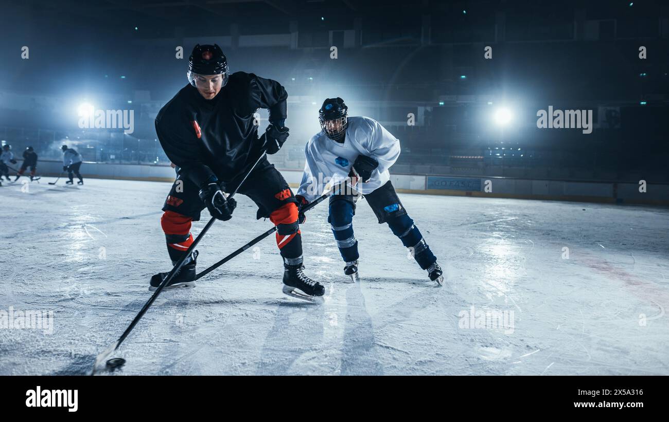 Ice Hockey Rink Arena: Young Players Training, Learning Stick and Puck ...