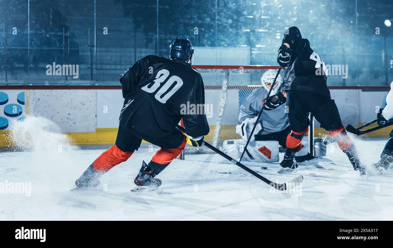 Ice Hockey Rink Arena: Professional Forward Player Attacks, Shows ...