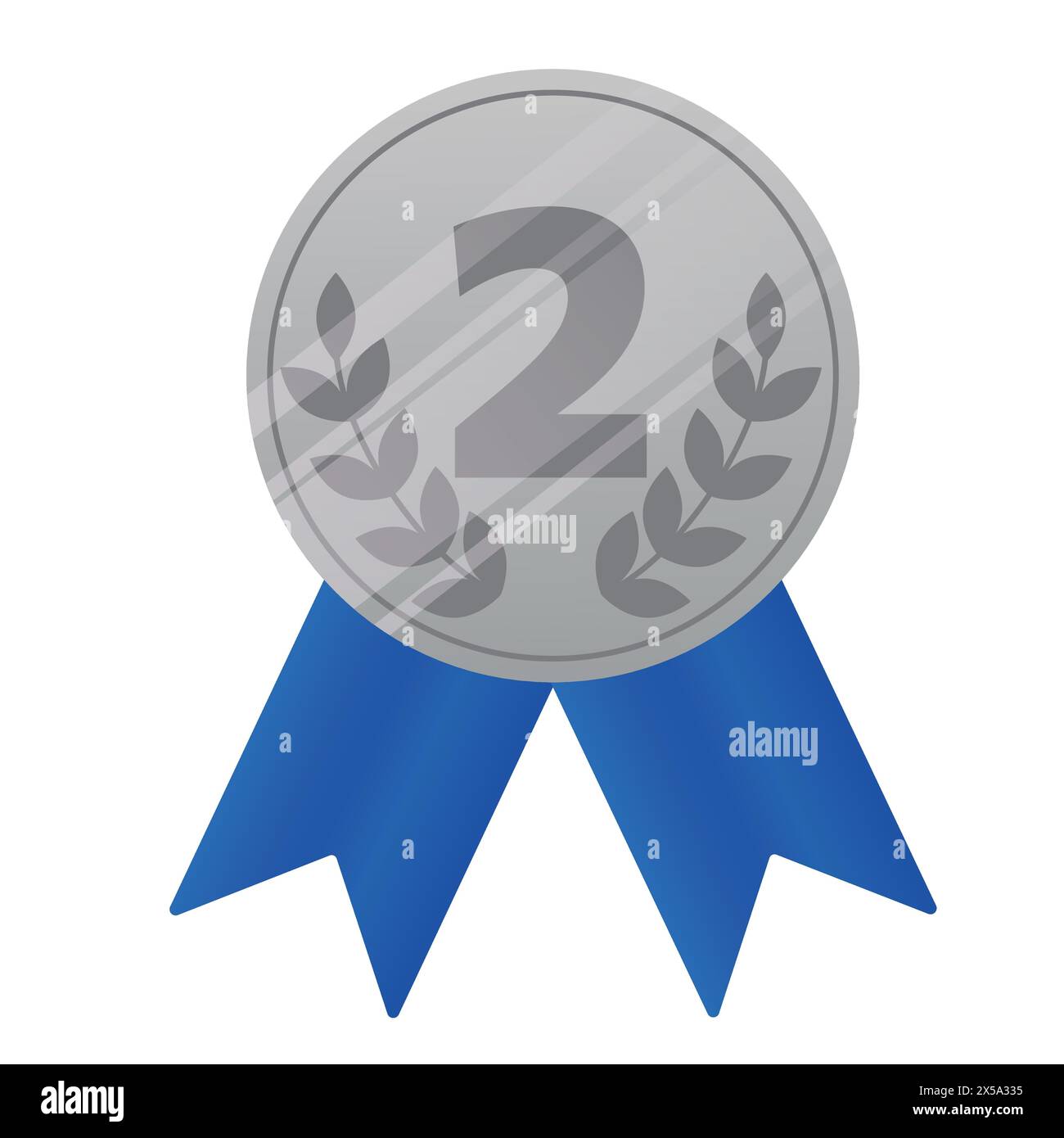 Silver medal, second place. Medal of sport competition. Cartoon design ...
