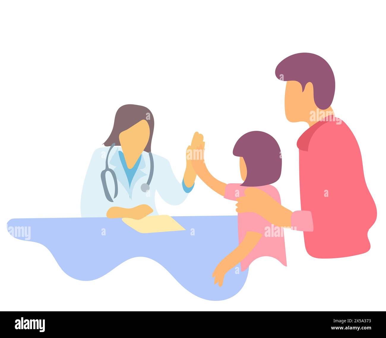 Single line drawing of young happy female doctor checking up sick ...