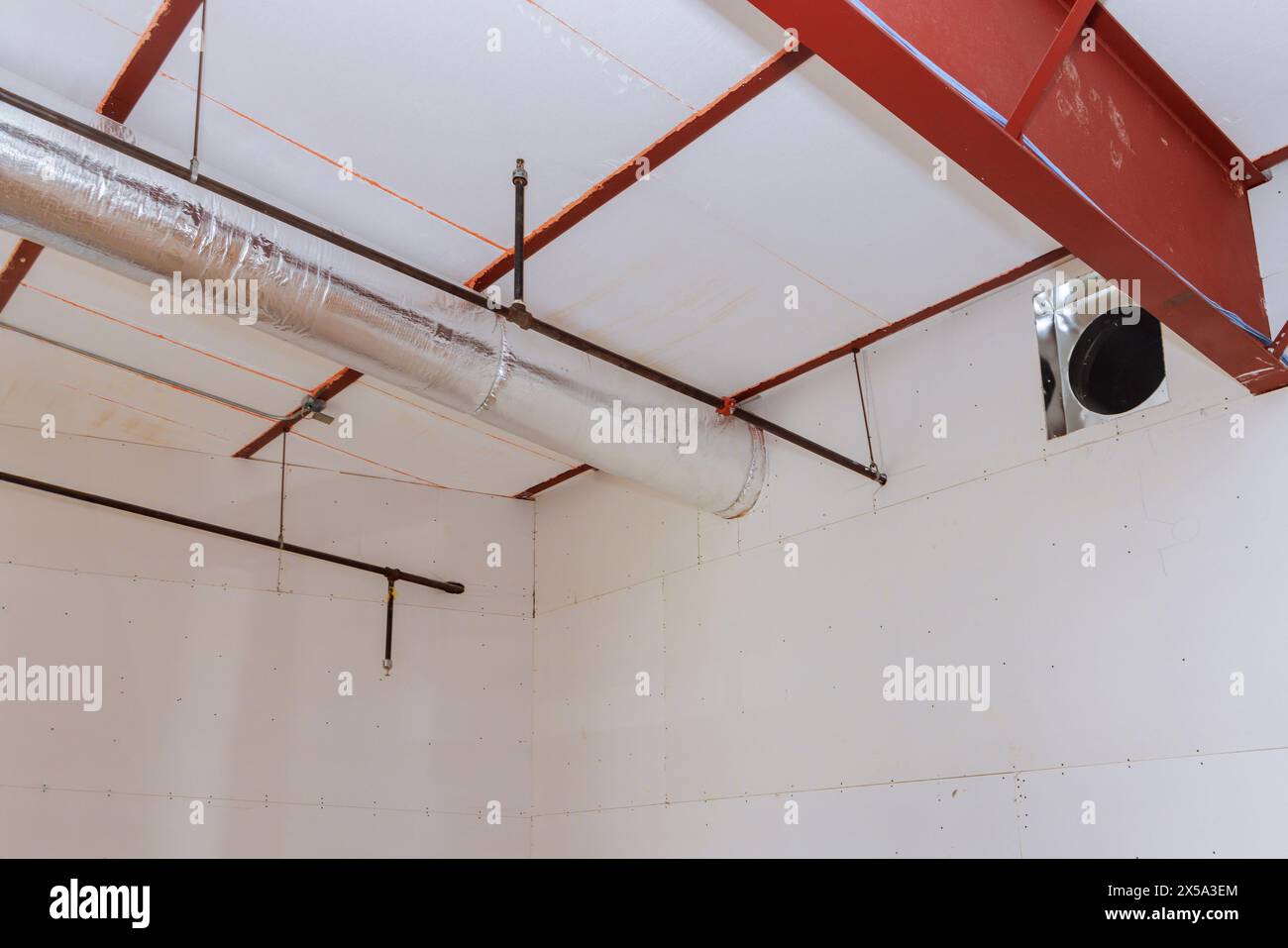 Walls of newly constructed house are plasterboard drywall getting ready ...