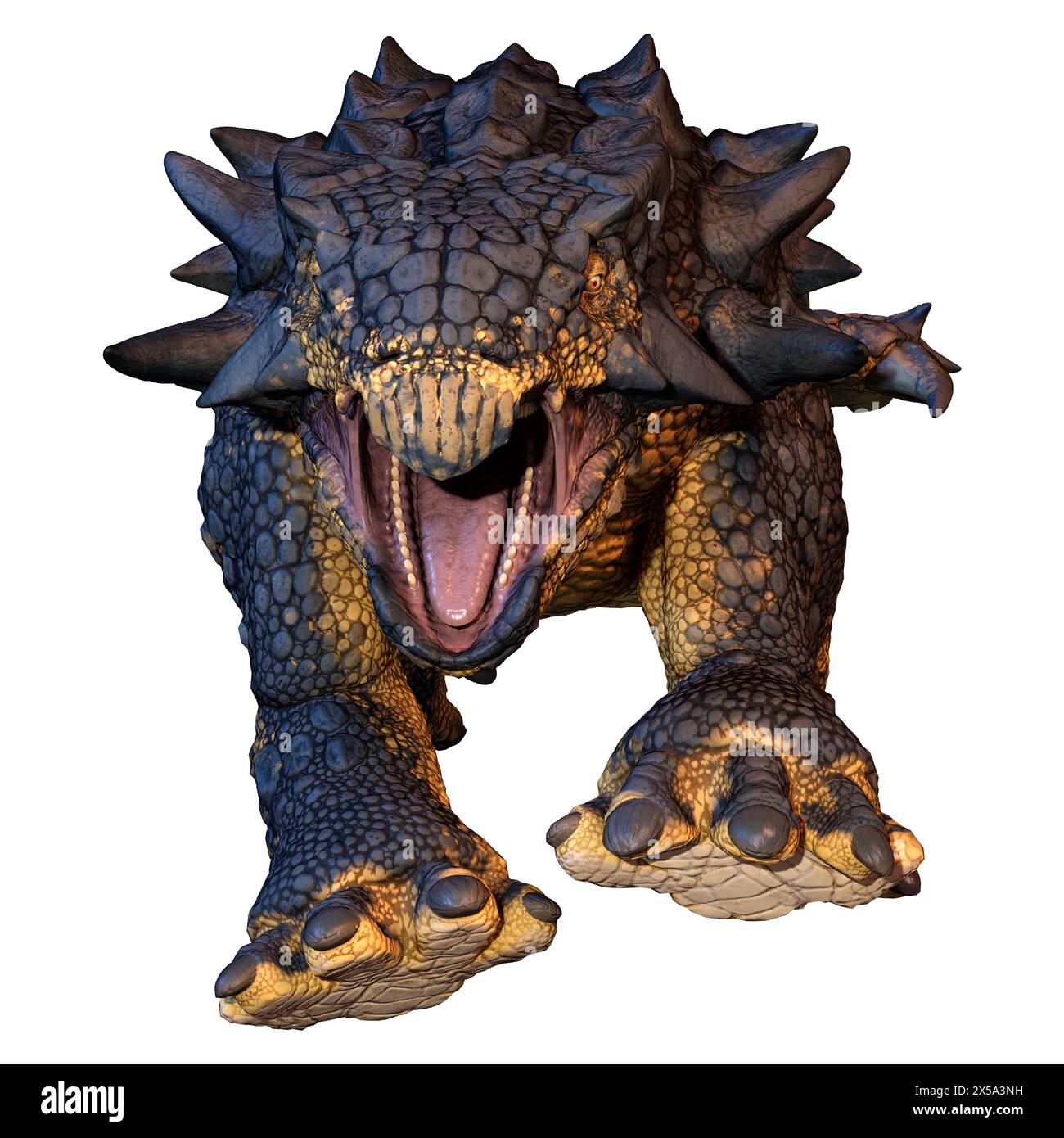 3D rendering of a dinosaur Ankylosaurus isolated on white background ...