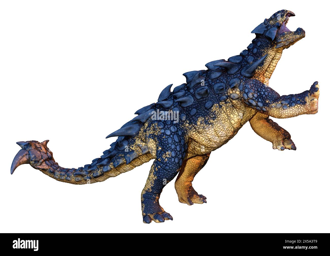 3D rendering of a dinosaur Ankylosaurus isolated on white background ...