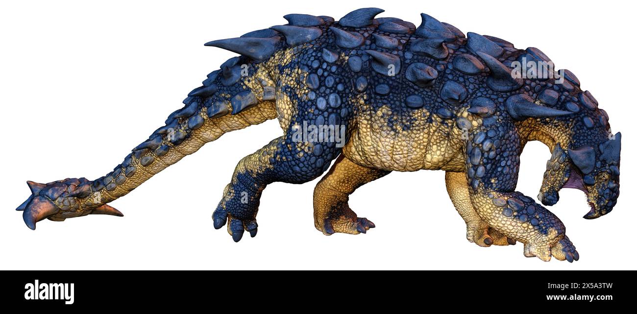 3D rendering of a dinosaur Ankylosaurus isolated on white background ...
