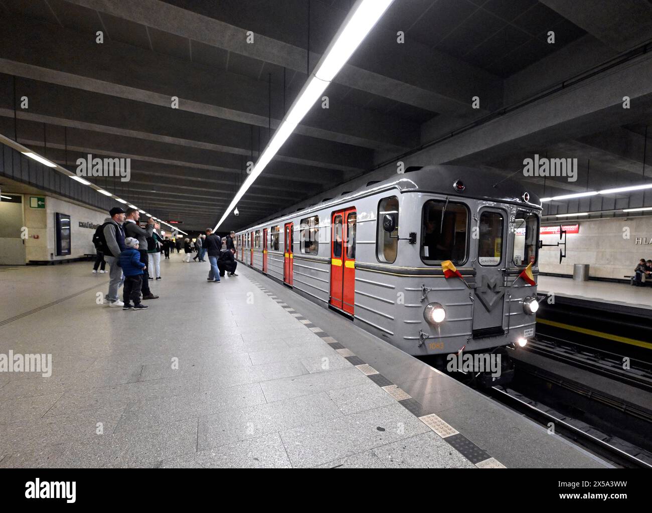 Prague, Czech Republic. 08th May, 2024. All the historic metro trains ...