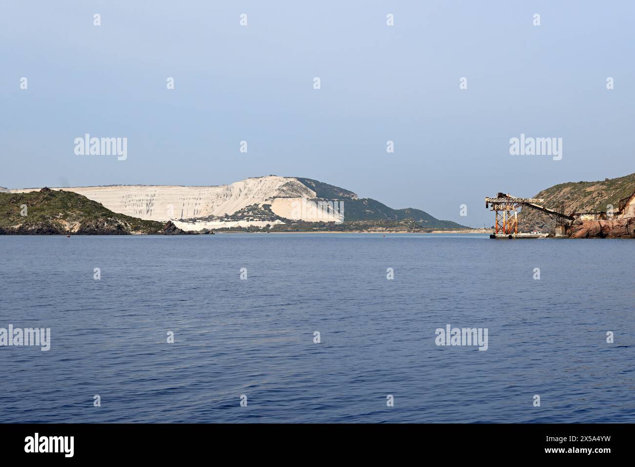 Pumice mining on Greek volcanic island of Gyali in the Dodecanese ...