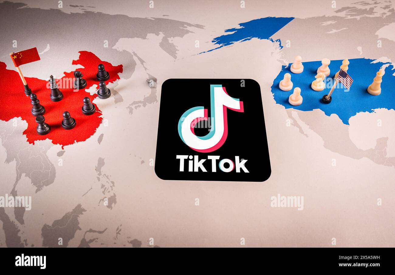 USA and China tiktok app conflict concept Stock Photo - Alamy