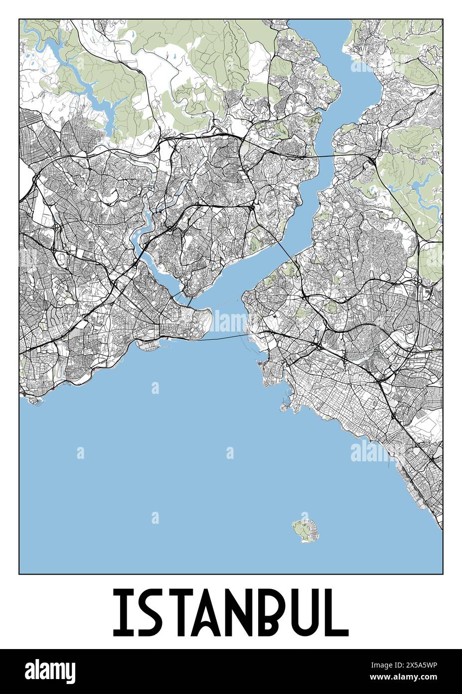 Istanbul, Turkey map poster art Stock Vector Image & Art - Alamy