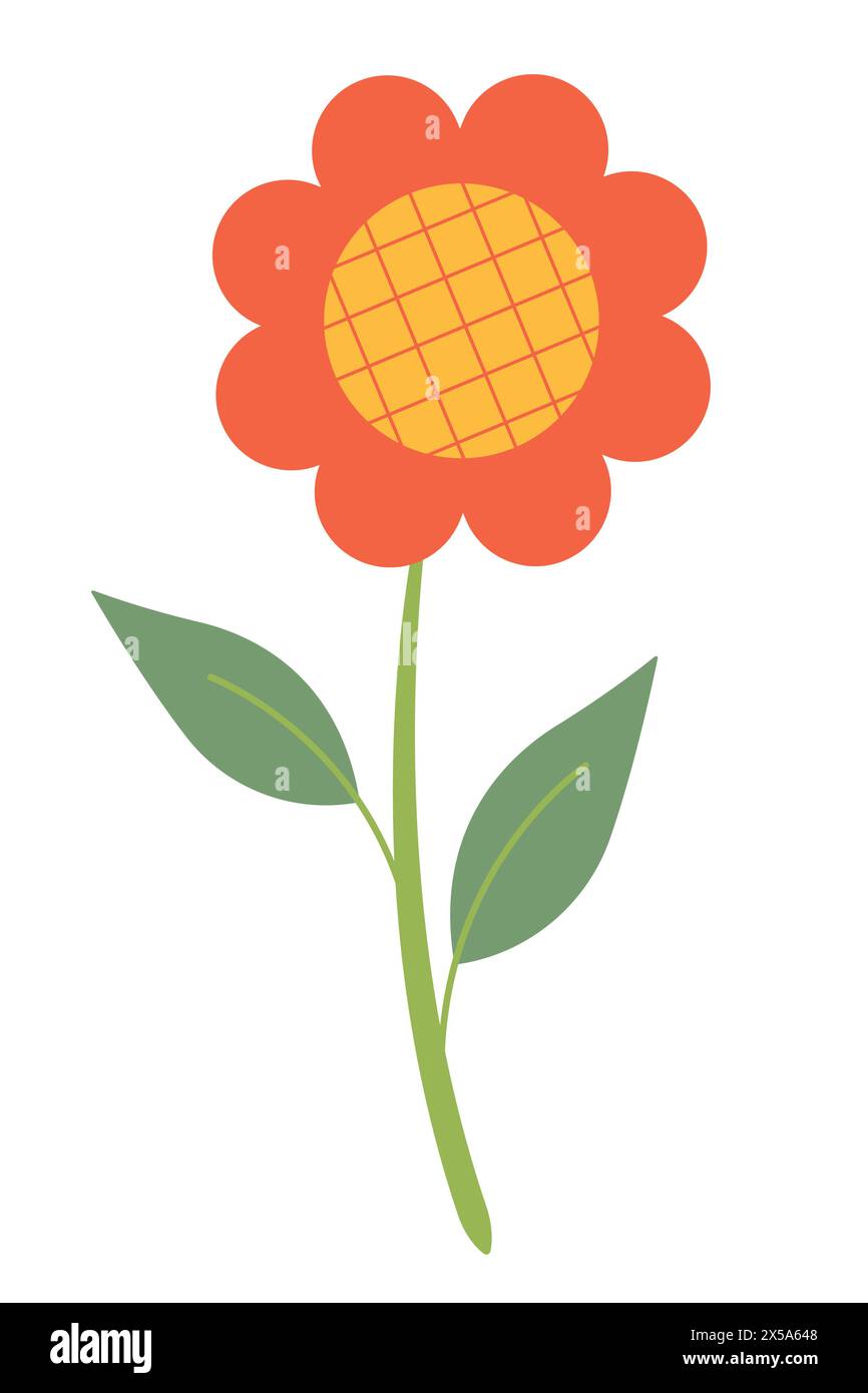 Beautiful yellow and orange flower isolated on white background. Vector ...