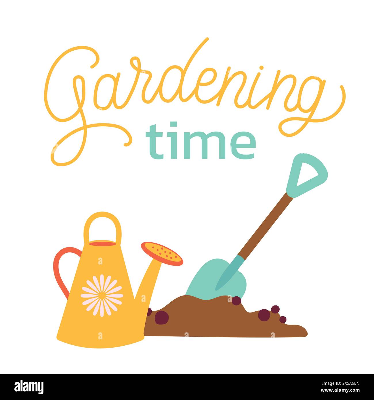 Gardening time. Garden tools, watering can and shovels. Spring ...