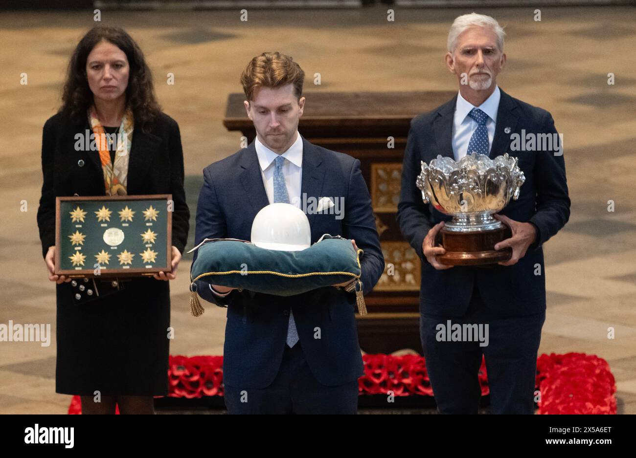 Sir Stirling Moss's white helmet, carried by Sebastian Bell, the Monaco ...
