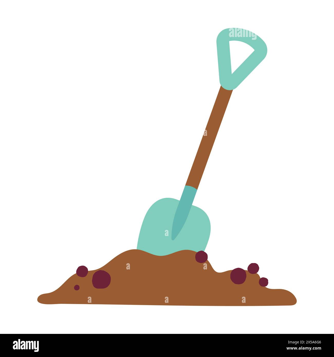 Shovel in pile of ground on white background. Work simple icon. Shovel ...