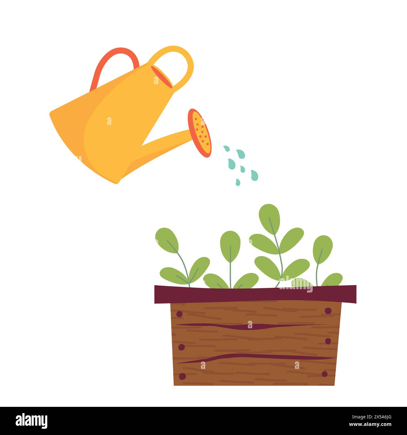 Vector yellow watering can isolated on a white background. Gardening ...