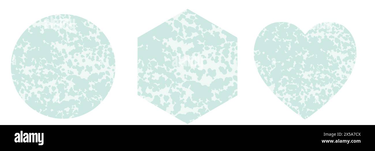 Simple shapes - circle, hexagon and heart with texture isolated on ...