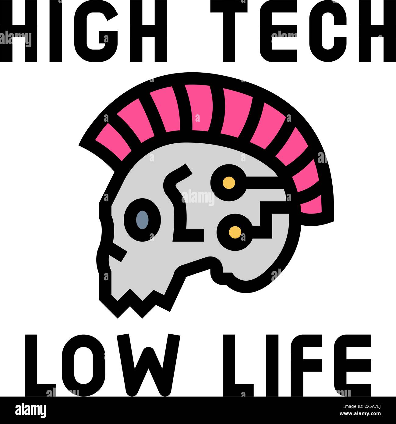 high tech low life cyberpunk color icon vector illustration Stock ...