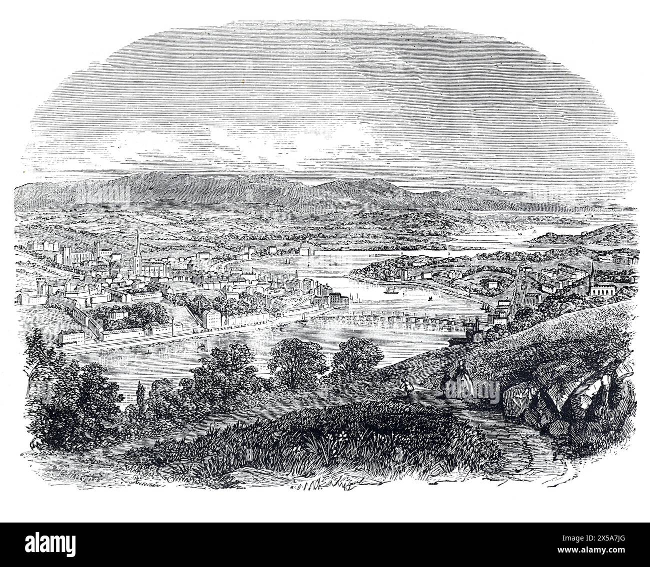 A view of Londonderry, Northern Ireland in the 19th century ...