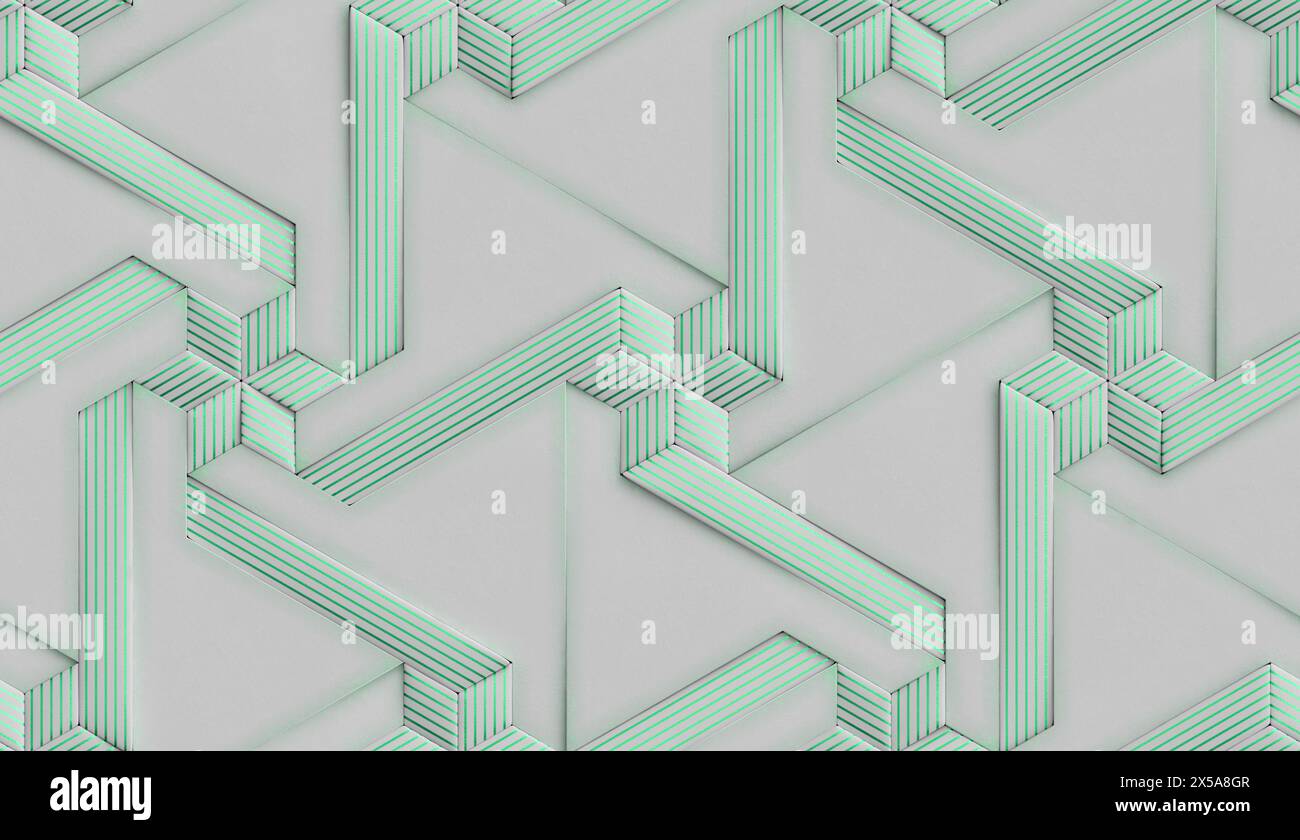 This 3D digital artwork showcases a geometric pattern reminiscent of ...