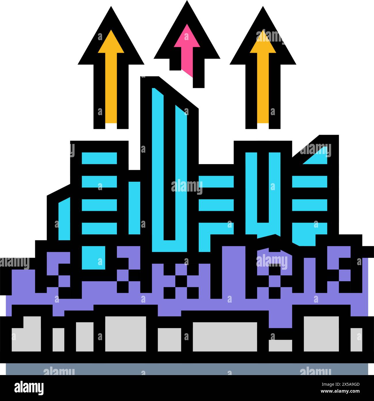 urban sprawl cyberpunk color icon vector illustration Stock Vector ...