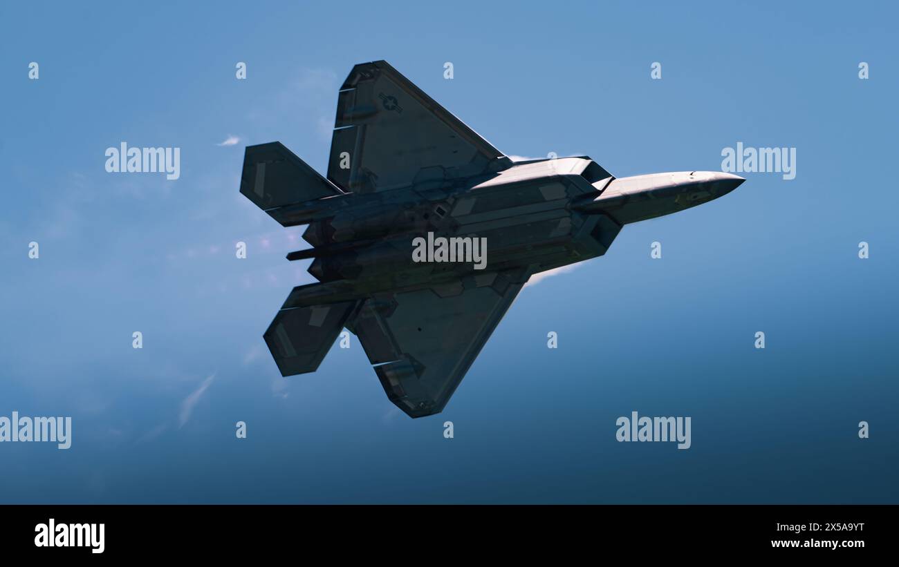 A U.S. Air Force F-22 Raptor, flown by Capt. Samuel “Razz” Larson, F-22 ...