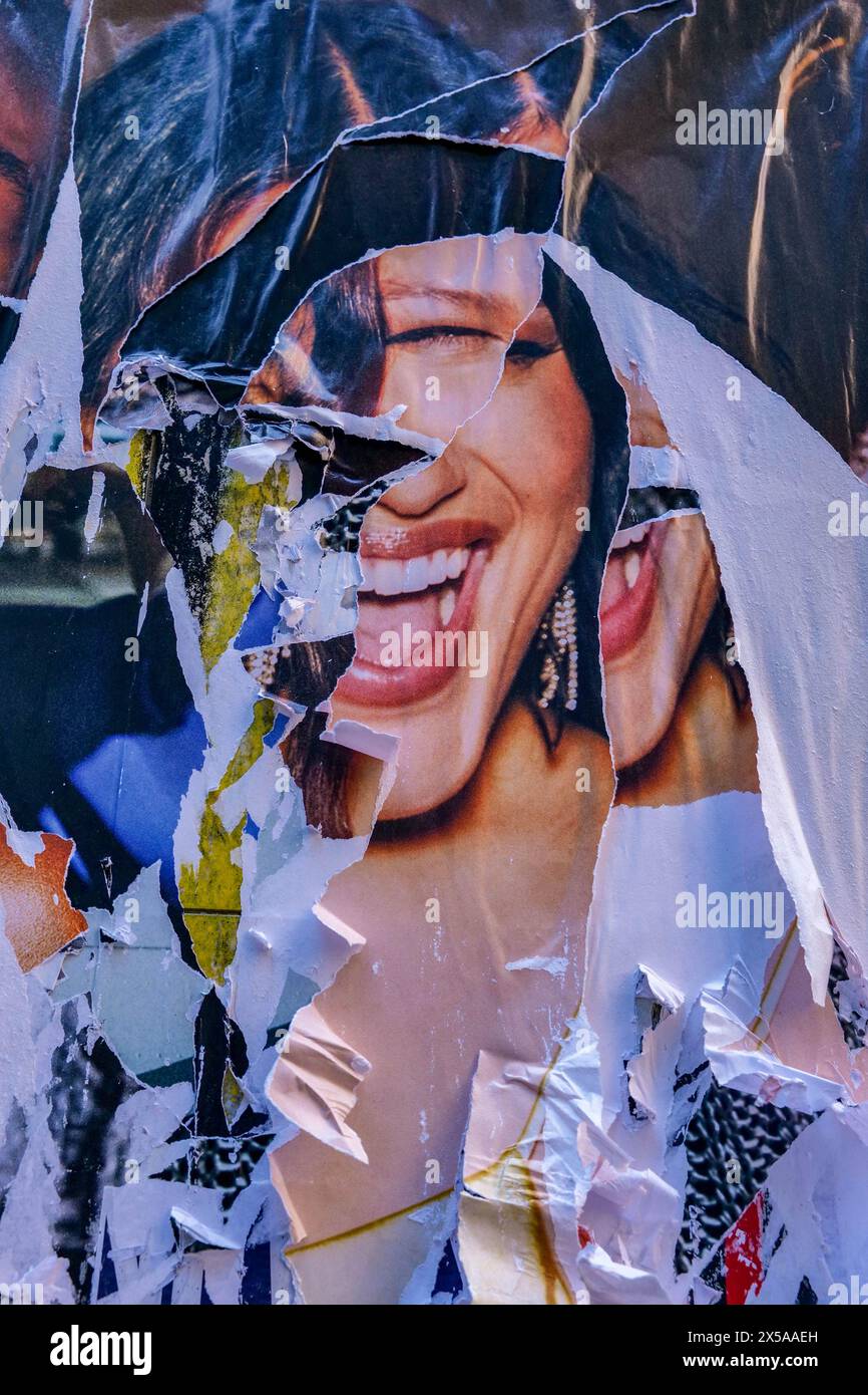 New York, New York, USA. 7th May, 2024. Abstract art as made by ripping ...