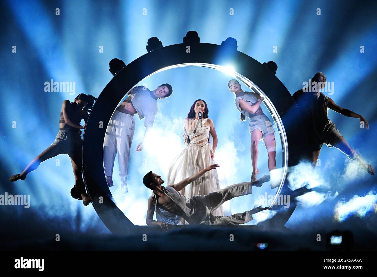 Eden Golan representing Israel with the song "Hurricane" during the ...