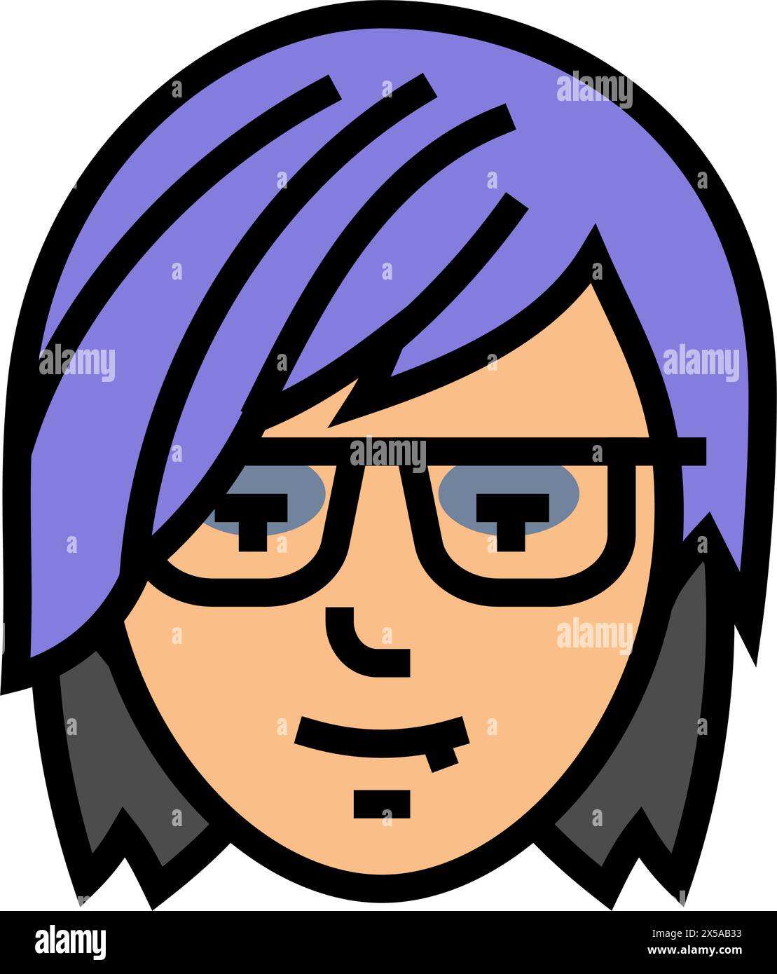 female avatar emo color icon vector illustration Stock Vector Image ...