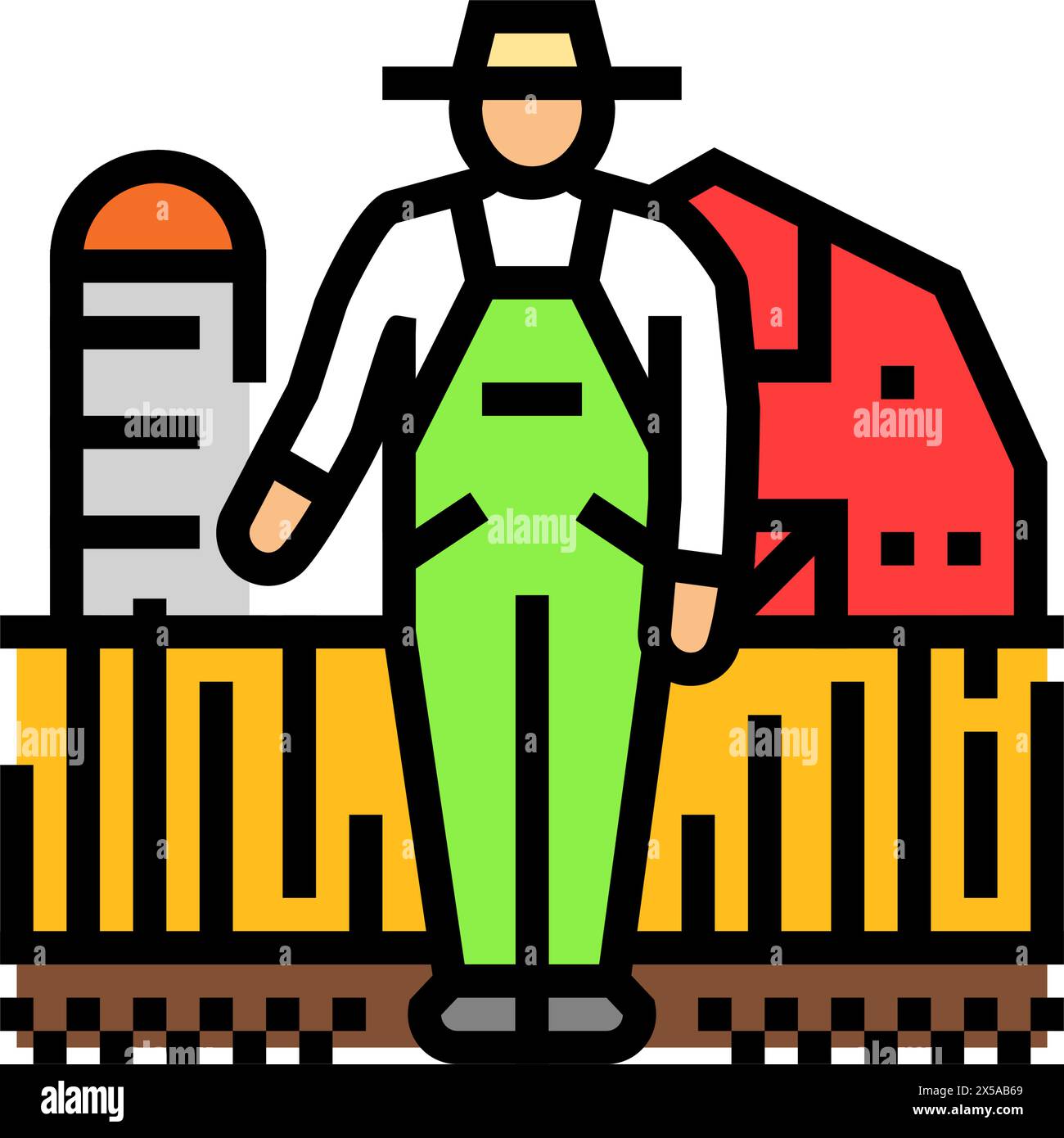 farm field farmer color icon vector illustration Stock Vector Image ...