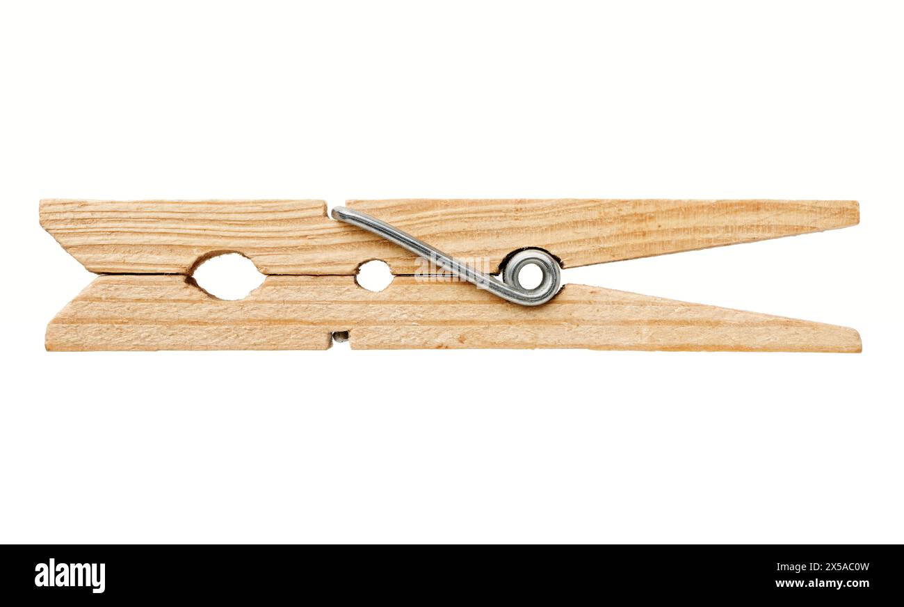 Traditional wooden clothes pin, isolated on white background Stock ...